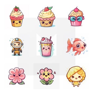 45 Cute Kawaii Summer Pngs - Clipart Bundle for Stickers, Tote Bags ...