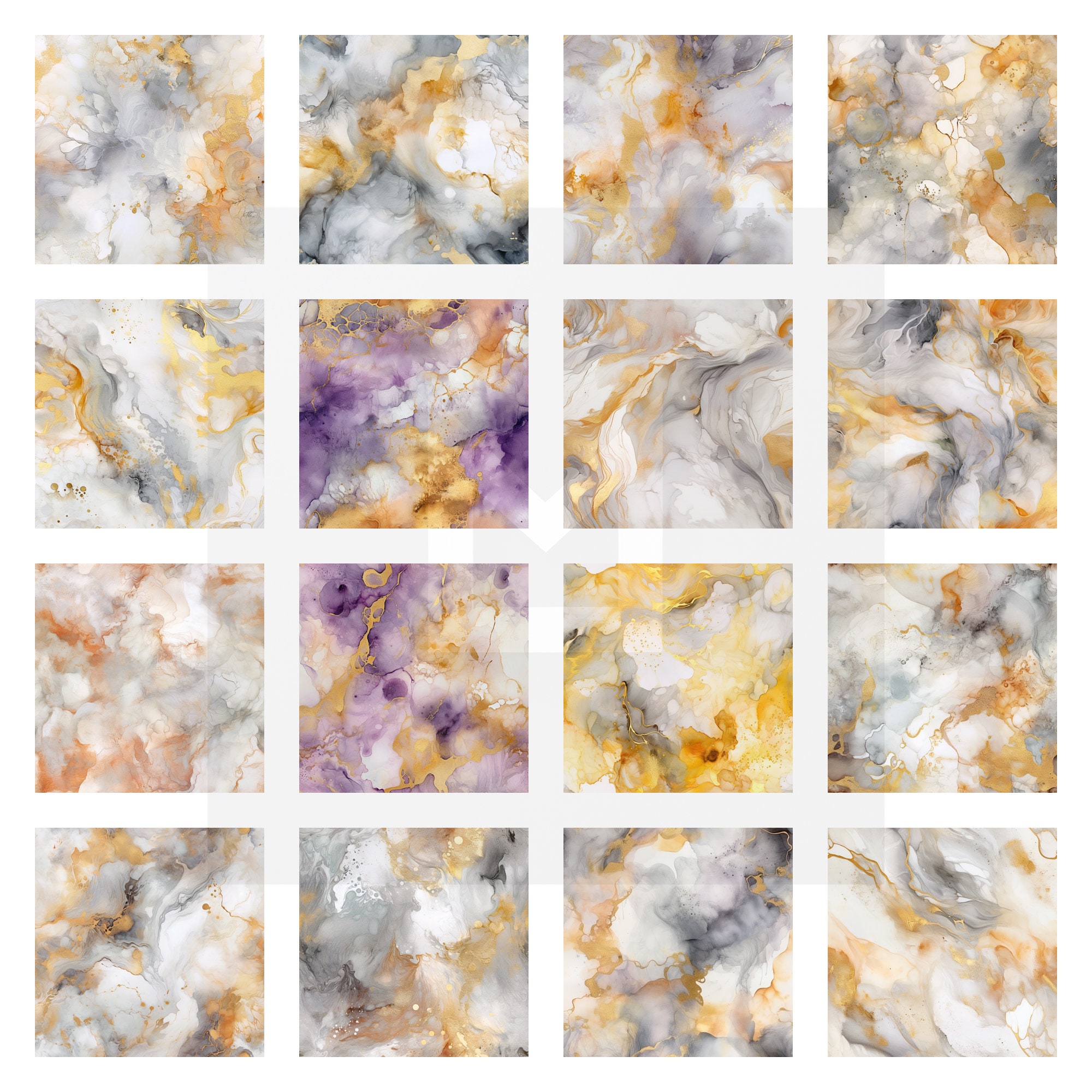 100 Watercolor Marble Seamless Patterns With Gold & Silver - Etsy