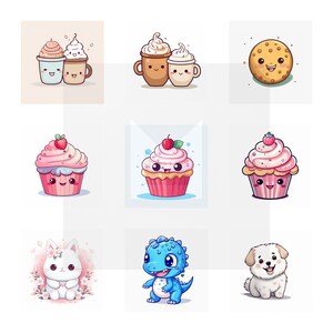 55 Kawaii Clipart Bundle, Cute Kawaii PNG Clipart Set Instant Download ...