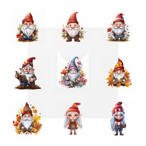 70 Gnome Clipart Bundle Cute Gnome PNG Digital Clipart PNG Baby Shower ...