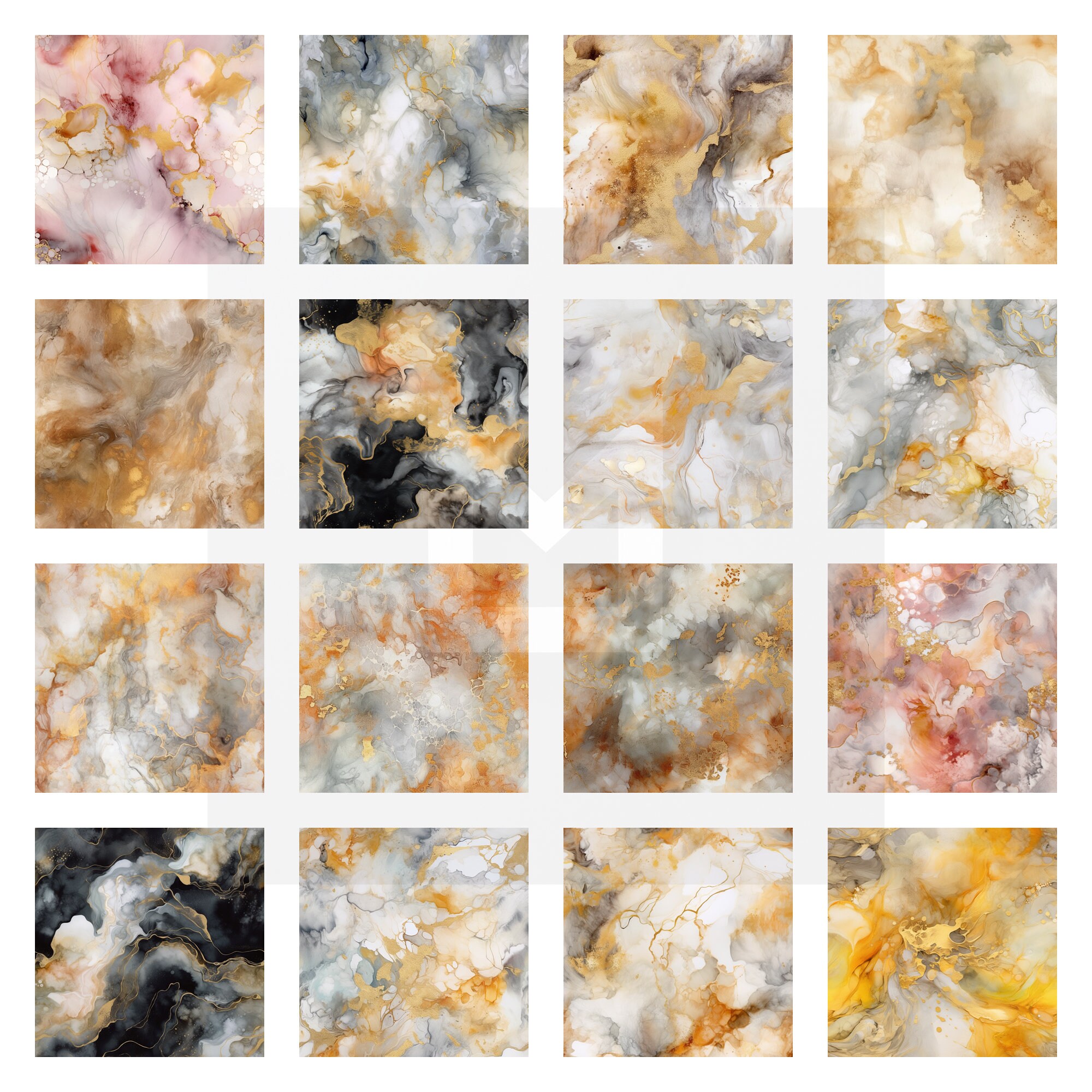 100 Watercolor Marble Seamless Patterns With Gold & Silver - Etsy