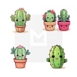 Cute Cactus Clipart Bundle - 30 Kawaii Cacti Pngs for Stickers, Mugs ...