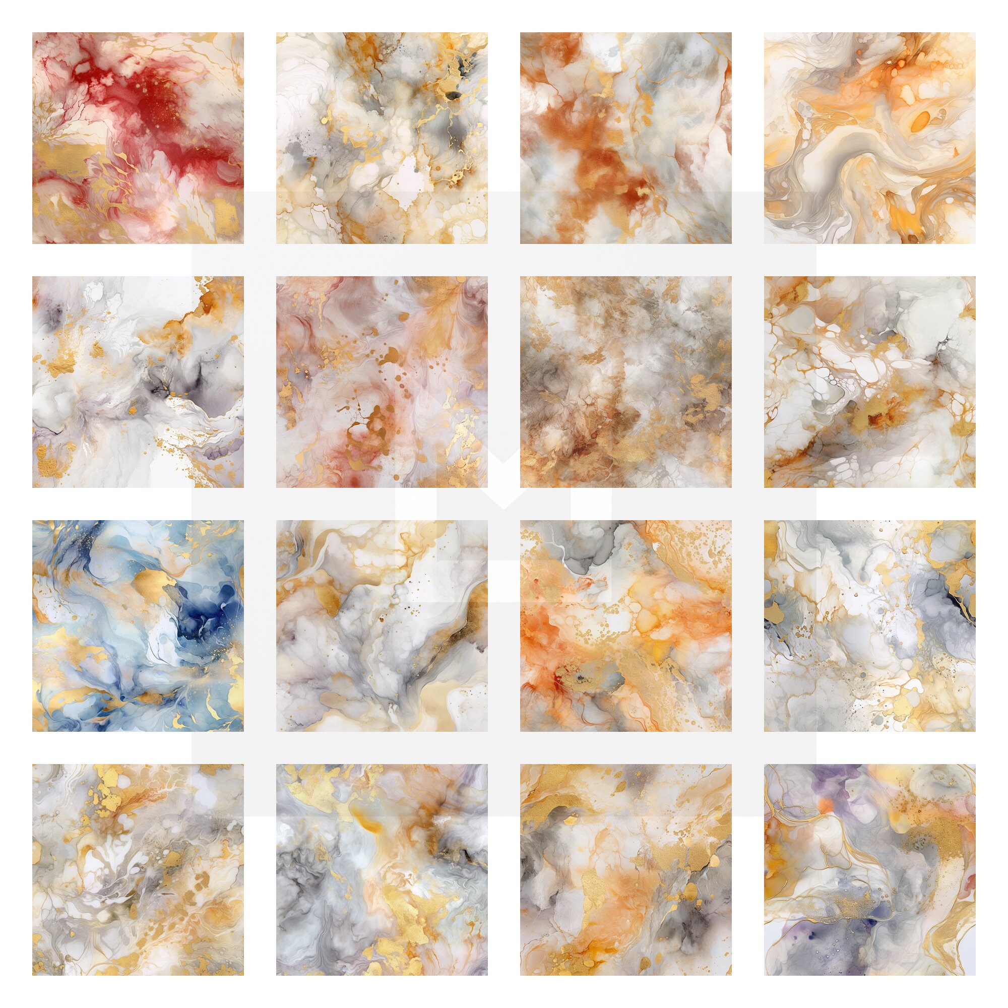 100 Watercolor Marble Seamless Patterns With Gold & Silver - Etsy