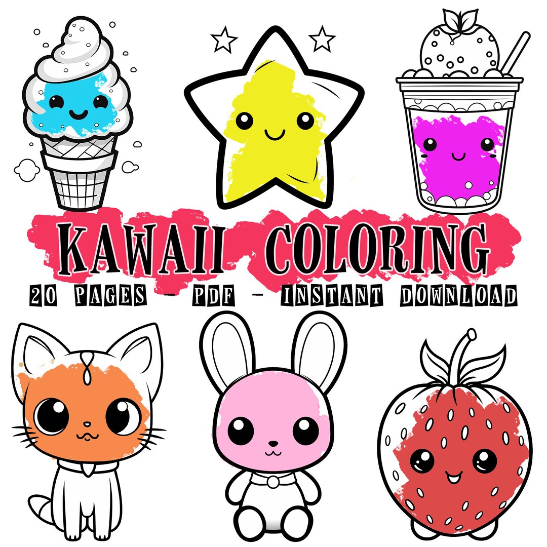 Kawaii Printable Coloring Book for Kids Fun Toddler Activity Montessori ...