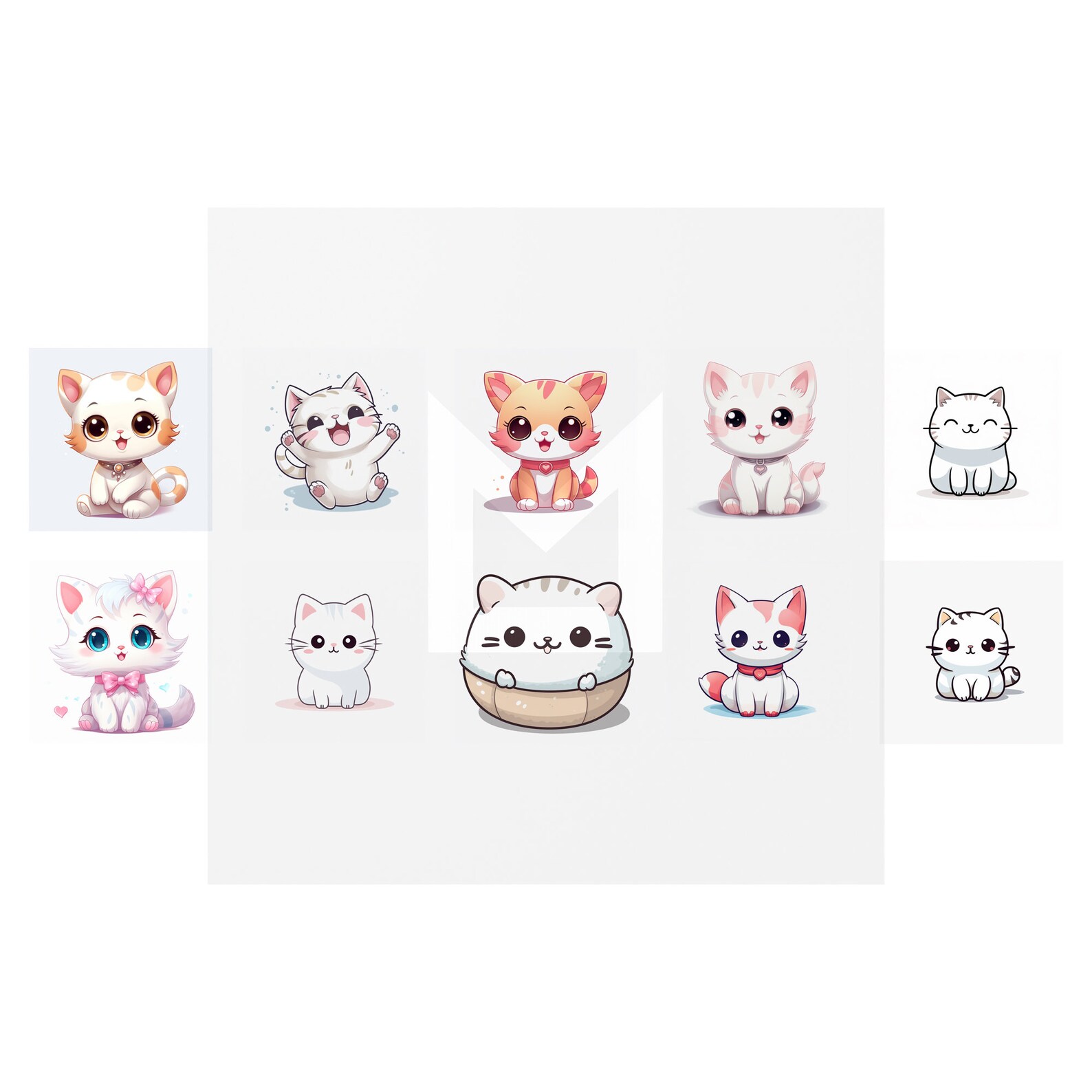 Cute Kawaii Cat Clipart Bundle 50 PNG Designs for Animal - Etsy UK