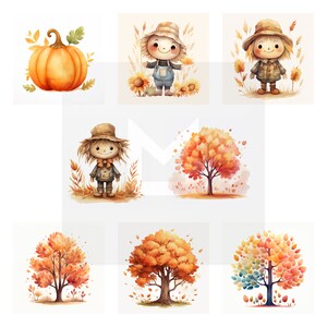 Watercolor Autumn Clipart Bundle - 35 Cute Fall Pngs for Baby Showers ...