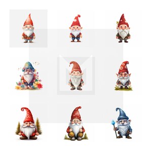 70 Gnome Clipart Bundle Cute Gnome PNG Digital Clipart PNG Baby Shower ...