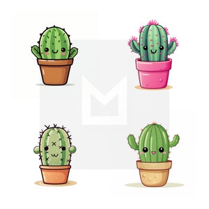 Cute Cactus Clipart Bundle - 30 Kawaii Cacti Pngs for Stickers, Mugs ...