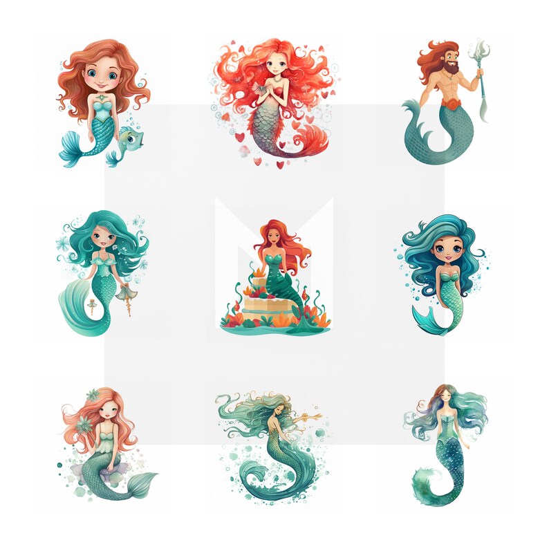 25 Mermaid Clipart Bundle Mermaid PNG Planner Mermaid Sticker - Etsy