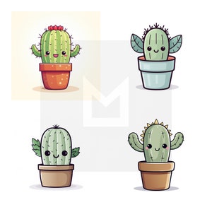 Cute Cactus Clipart Bundle - 30 Kawaii Cacti Pngs for Stickers, Mugs ...