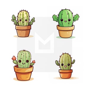Cute Cactus Clipart Bundle - 30 Kawaii Cacti Pngs for Stickers, Mugs ...