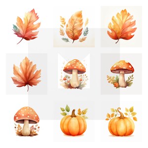 Watercolor Autumn Clipart Bundle - 35 Cute Fall Pngs for Baby Showers ...