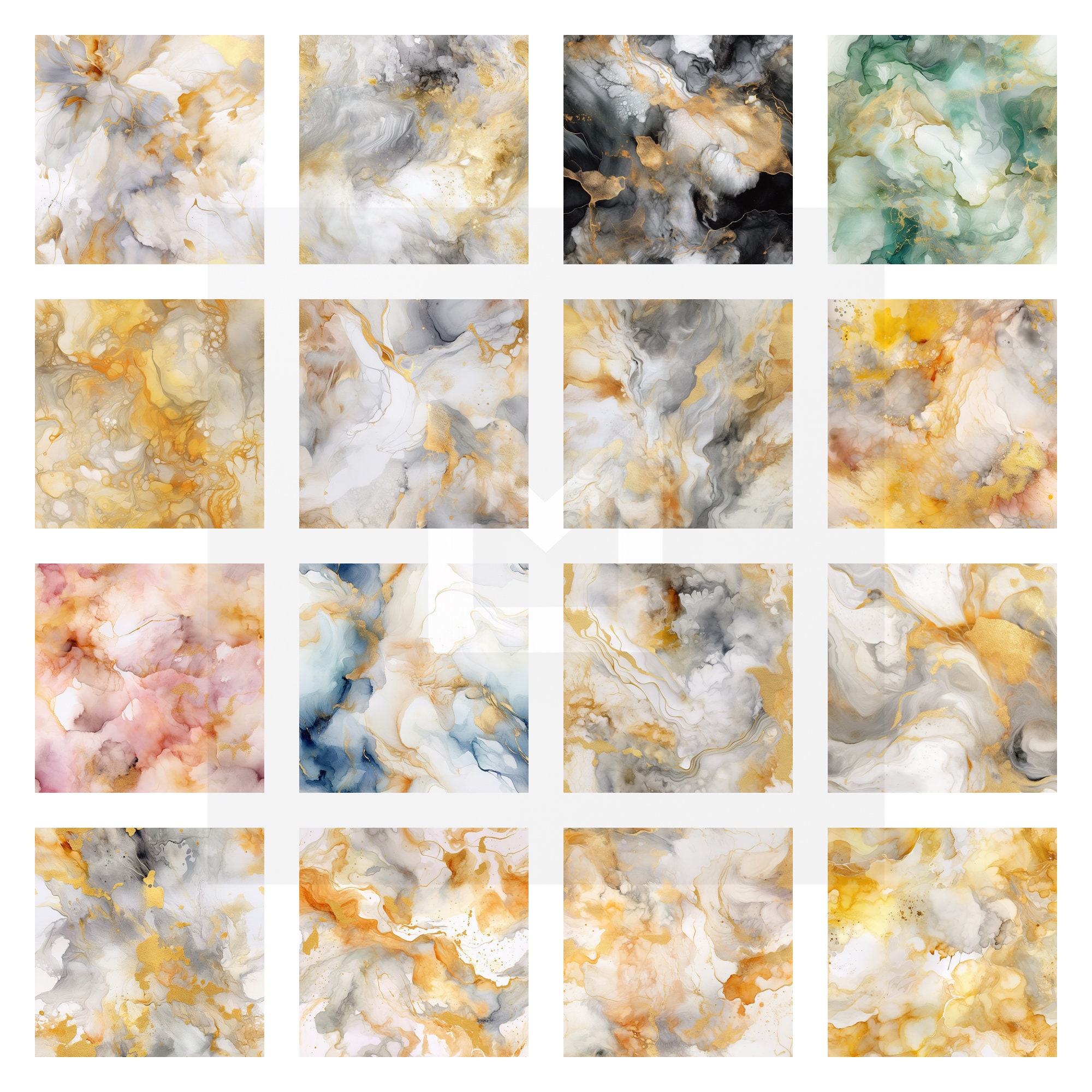 100 Watercolor Marble Seamless Patterns With Gold & Silver - Etsy