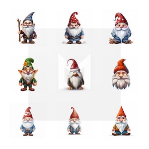 70 Gnome Clipart Bundle Cute Gnome PNG Digital Clipart PNG Baby Shower ...
