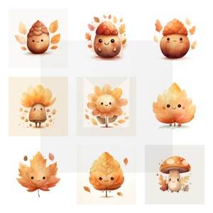 Watercolor Autumn Clipart Bundle - 35 Cute Fall Pngs for Baby Showers ...