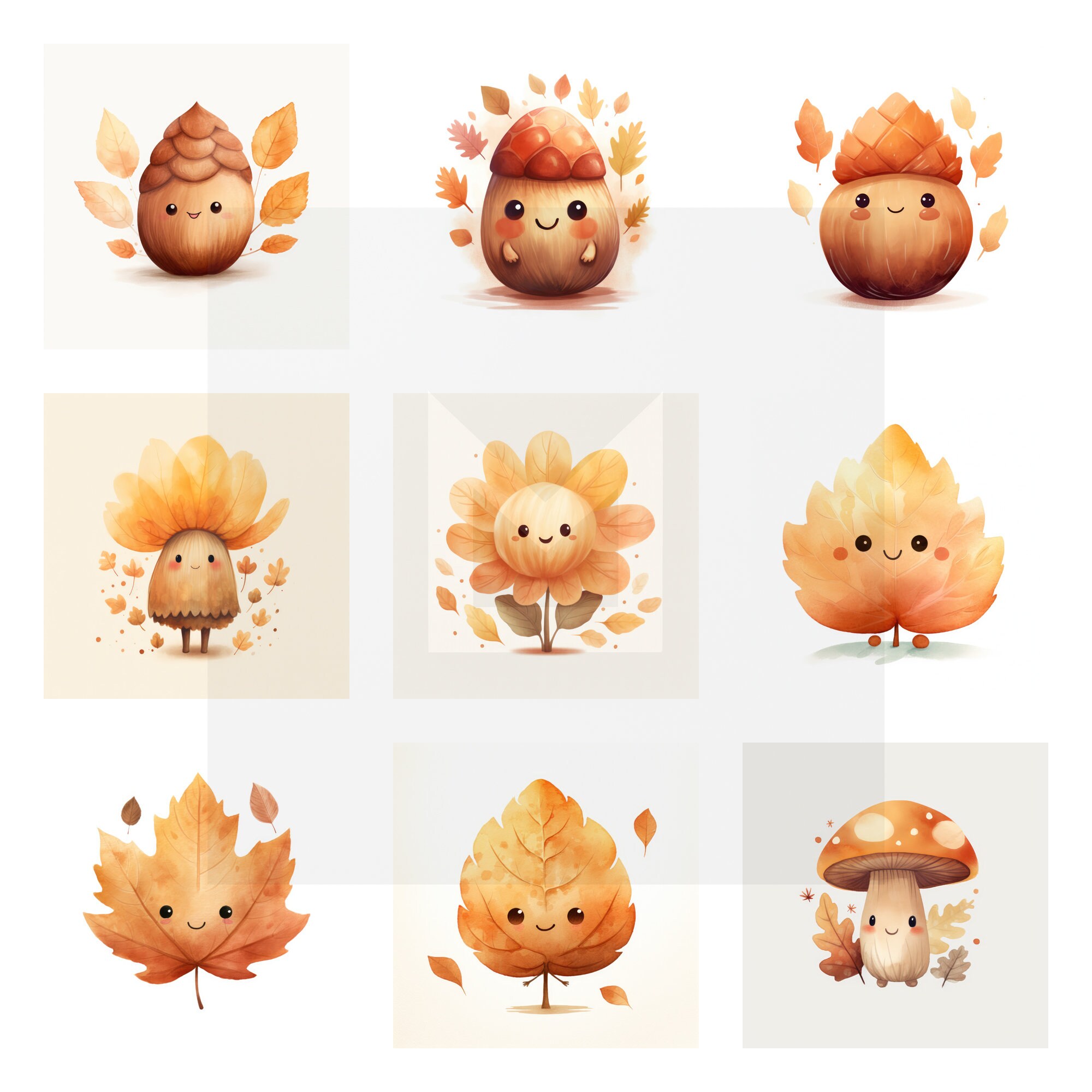 Watercolor Autumn Clipart Bundle 35 Cute Fall Pngs for Baby - Etsy