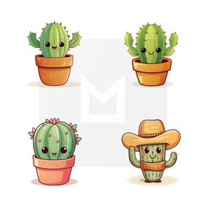 Cute Cactus Clipart Bundle - 30 Kawaii Cacti Pngs for Stickers, Mugs ...