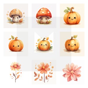 Watercolor Autumn Clipart Bundle - 35 Cute Fall Pngs for Baby Showers ...