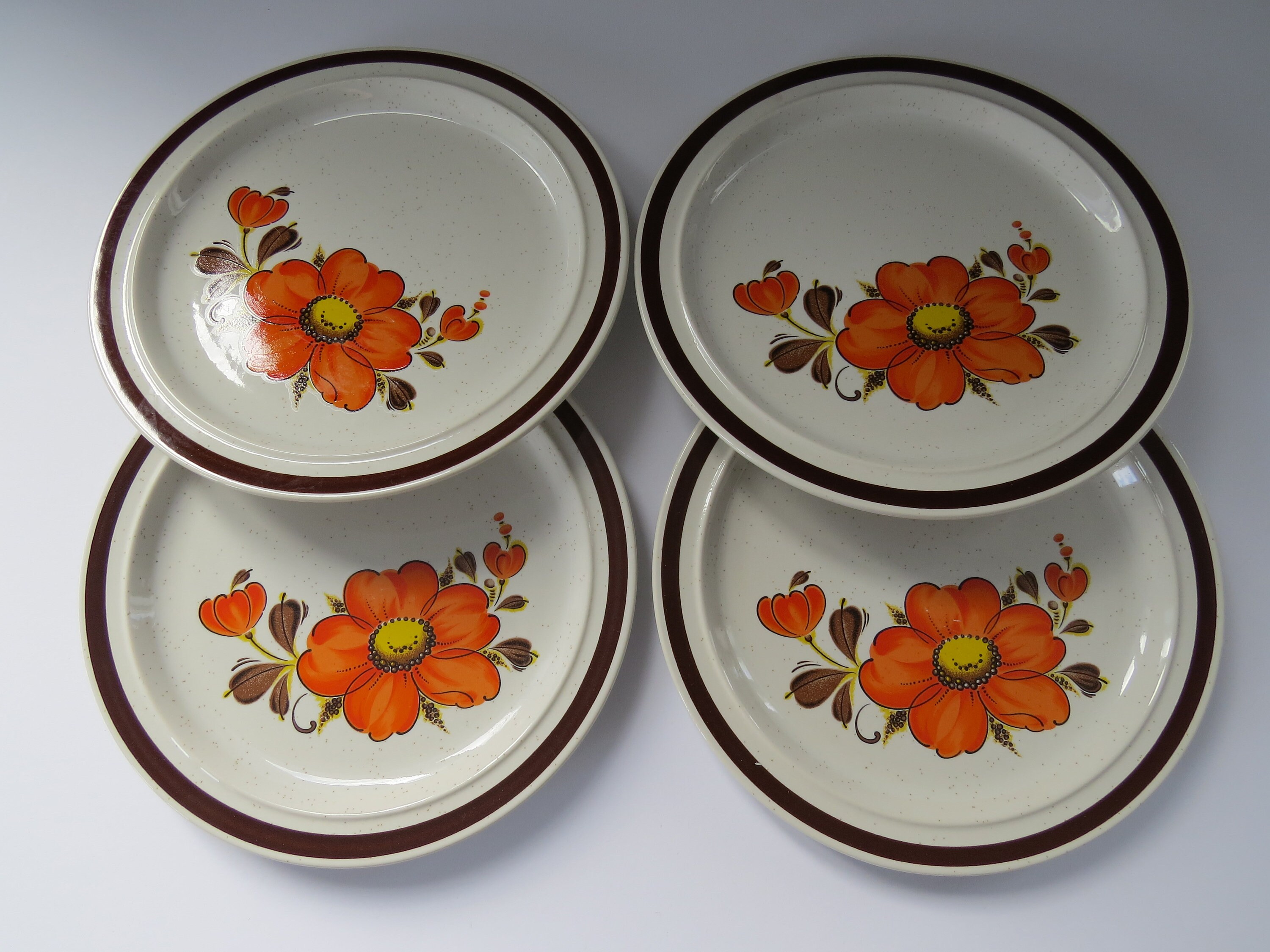 Vintage Stoneware Valencia Salad Plate, Dessert Plate, Orange Poppy ...
