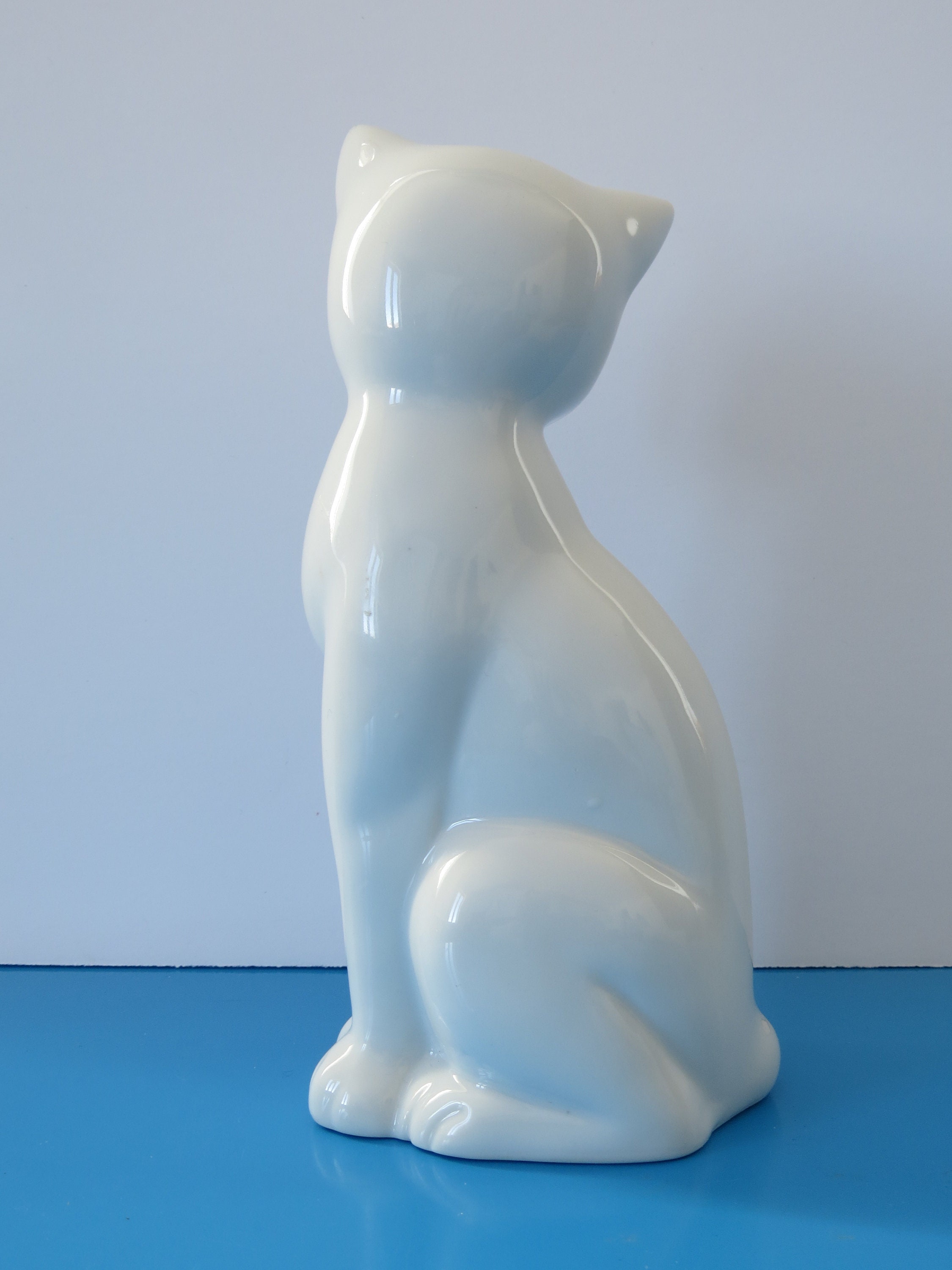 Vintage White Cat Figurine White Ceramic Tall Cat Knick - Etsy