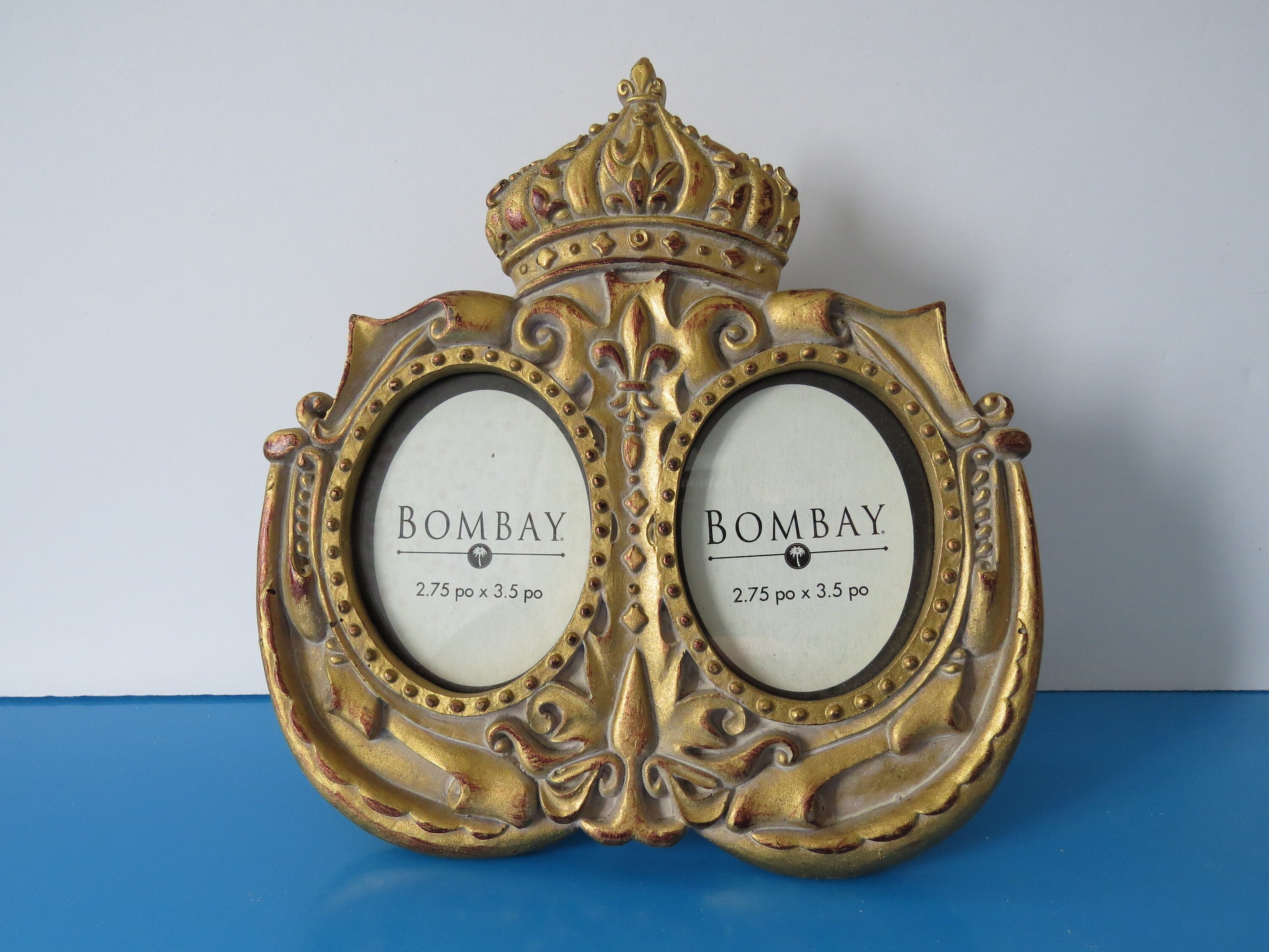 Vintage Crown Photo Frame, Fleur-de-lys Photo Frame, Double Picture ...