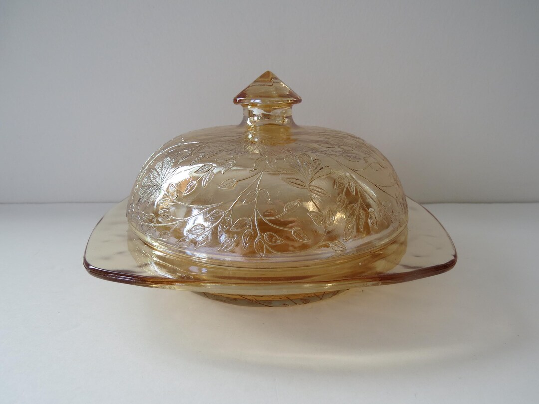 Vintage Floragold Louisa Butter Dish by Jeannette Glass Company, Retro ...