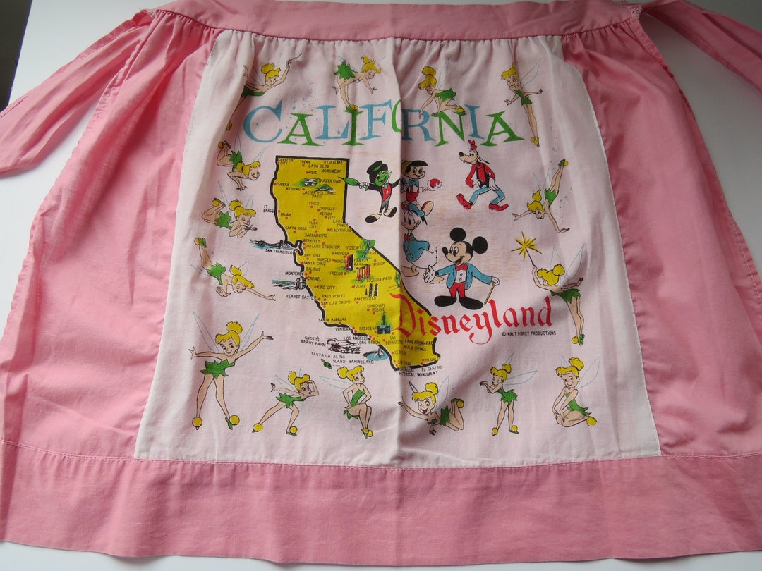 Vintage Disneyland California Half Apron, Walt Disney Productions, Pink ...