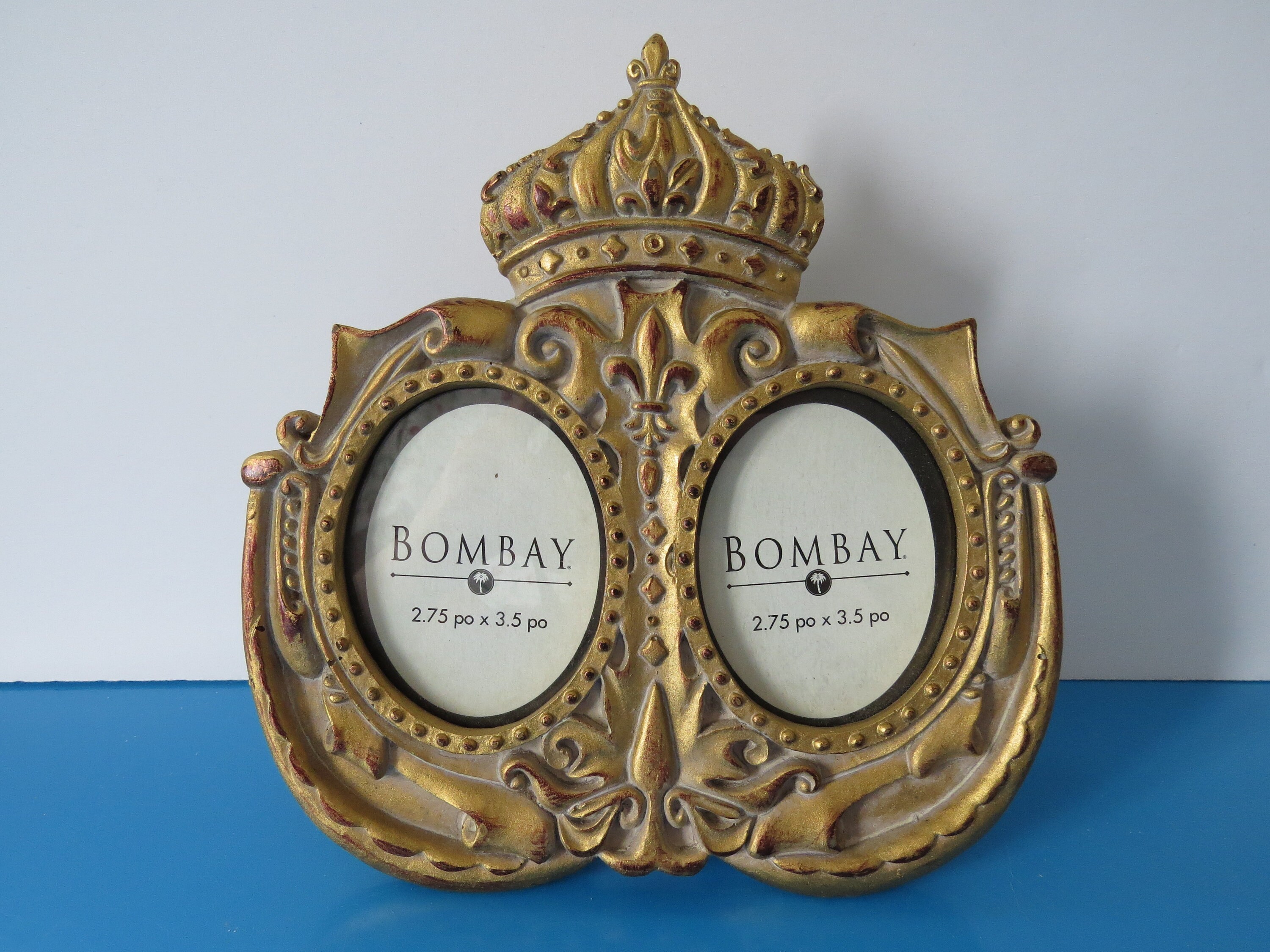 Vintage Crown Photo Frame, Fleur-de-lys Photo Frame, Double Picture ...