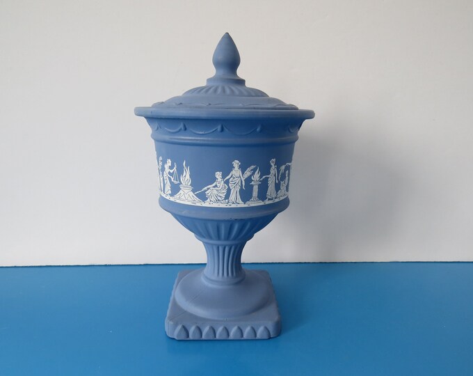 Vintage Avon Avonshire Blue Jar With Lid, Greek Mythology Scene, Made ...