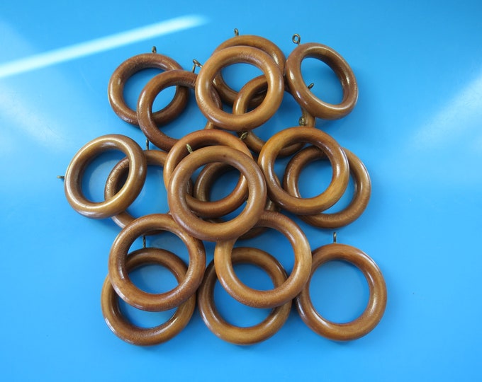 Vintage Wooden Curtain Ring Set, Wood Curtain Rings for Rod Pole ...