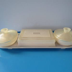 Vintage Fosta Dresser Trinket Box and Tray Set, Vanity Set, Powder Pink ...