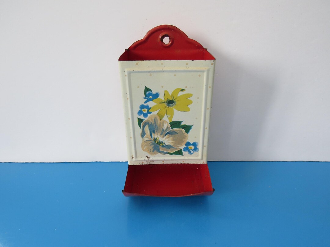1950s Wall Matchstick Holder Dispenser Tin, Vintage Tin Wall Mounted ...