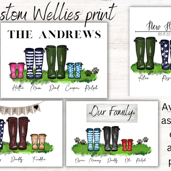 Wellies Family Print - Etsy UK