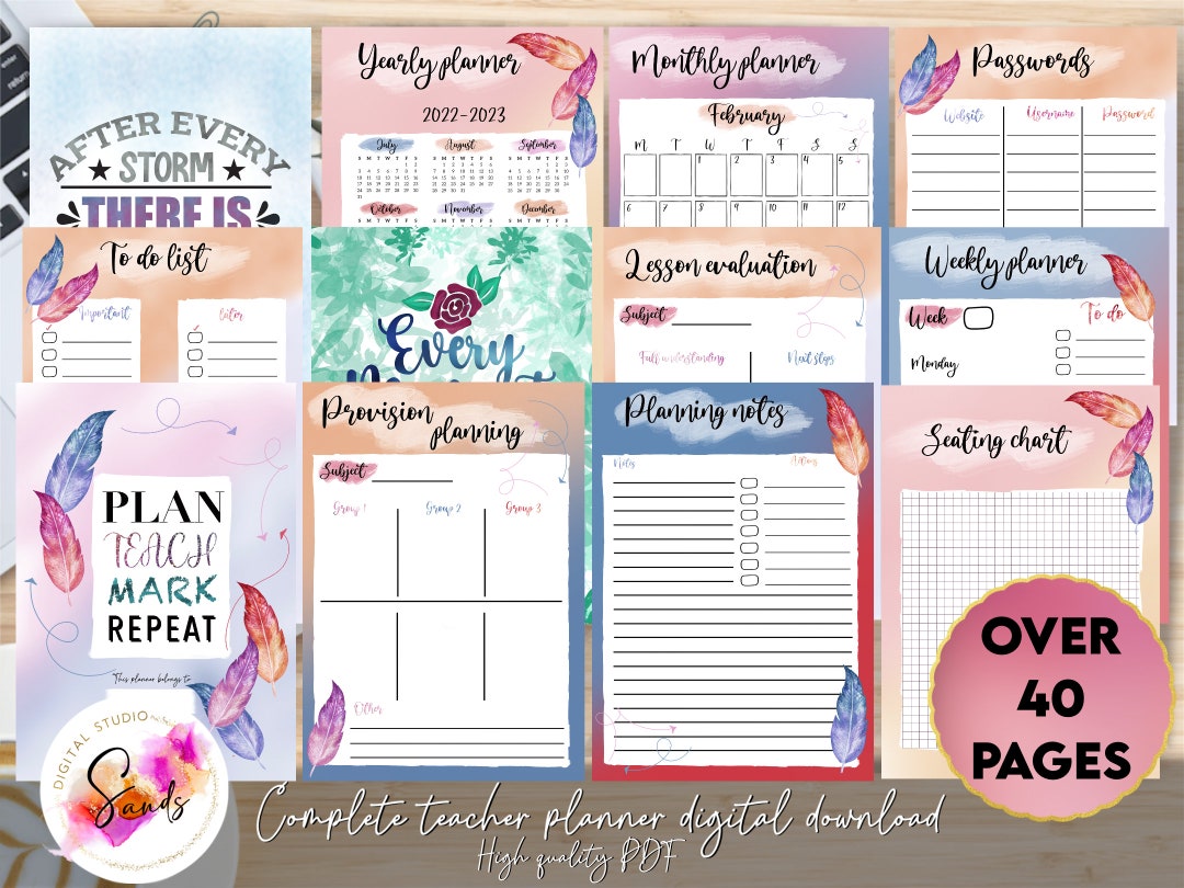 Teacher Printable Planner Printable Calendar Digital Download ...