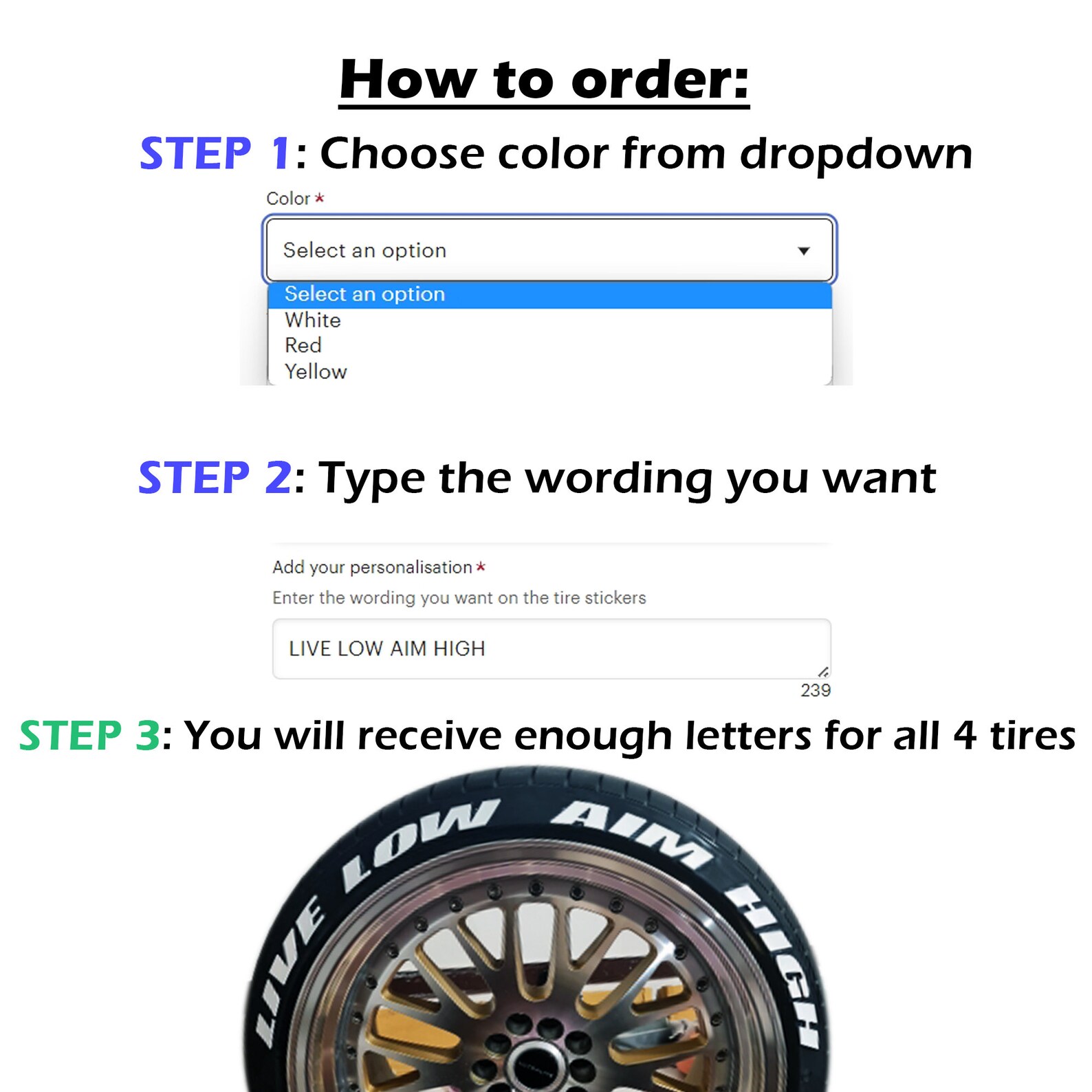 Custom Tire Stickers Personalized Wording Rubber Tire - Etsy
