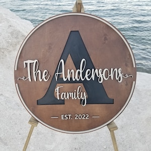 Monogrammed Round Family Name Sign, Rustic Wedding Gift - Etsy