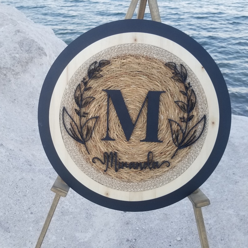Personalized Wicker Wedding Sign: Custom Wooden Name Monogram - Etsy