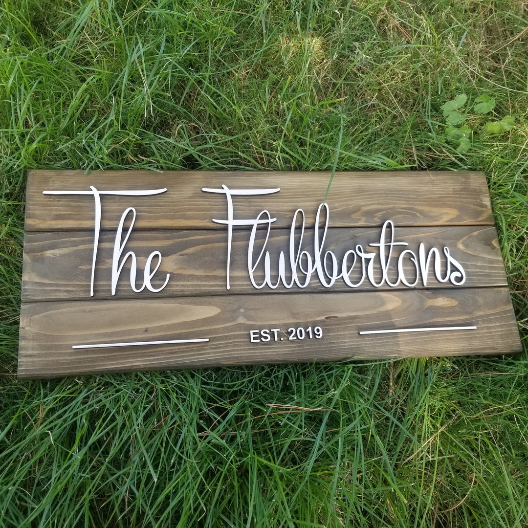 Custom Rustic Family Name Wooden Sign: Personalized Cottage Decor - Etsy