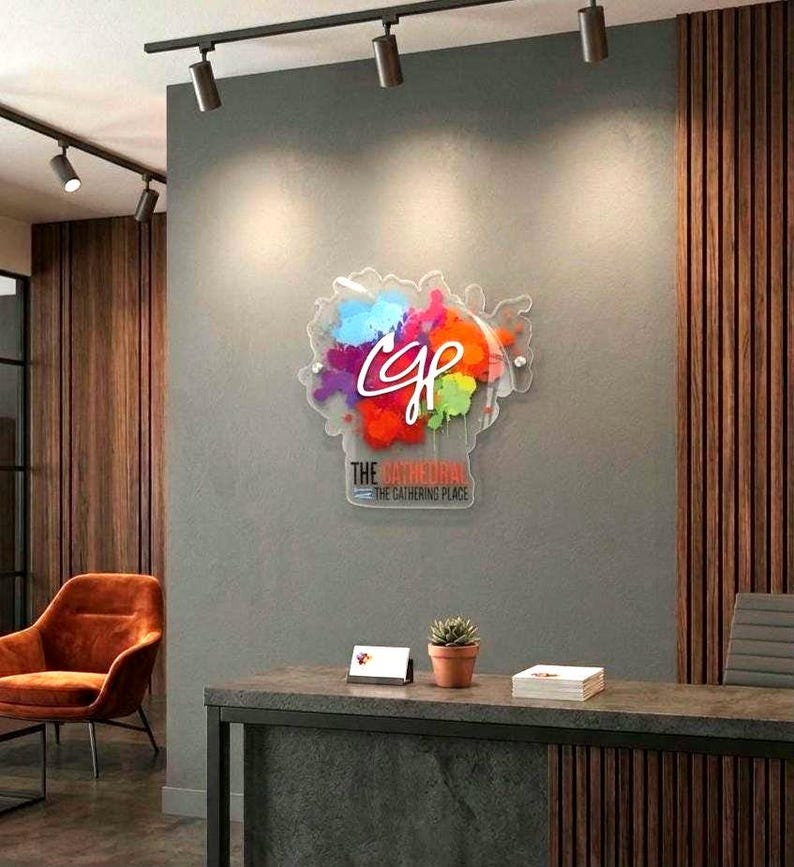 Custom 3D Acrylic Logo Sign, Business Reception and Storefront Wall ...