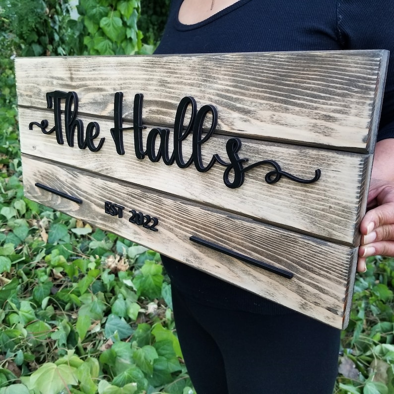 Custom Rustic Wooden Sign Last Name Sign Colorful - Etsy