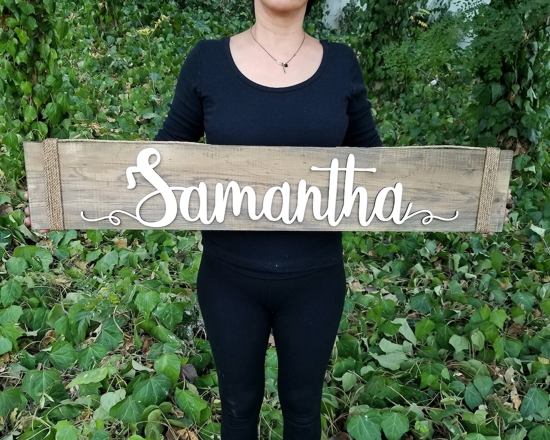 Custom Wooden Name Sign, Rustic Wedding Sign, Baby Name Sign, Last Name ...