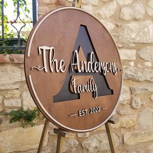 Monogrammed Round Family Name Sign, Rustic Wedding Gift - Etsy