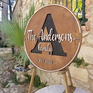 Monogrammed Round Family Name Sign, Rustic Wedding Gift - Etsy