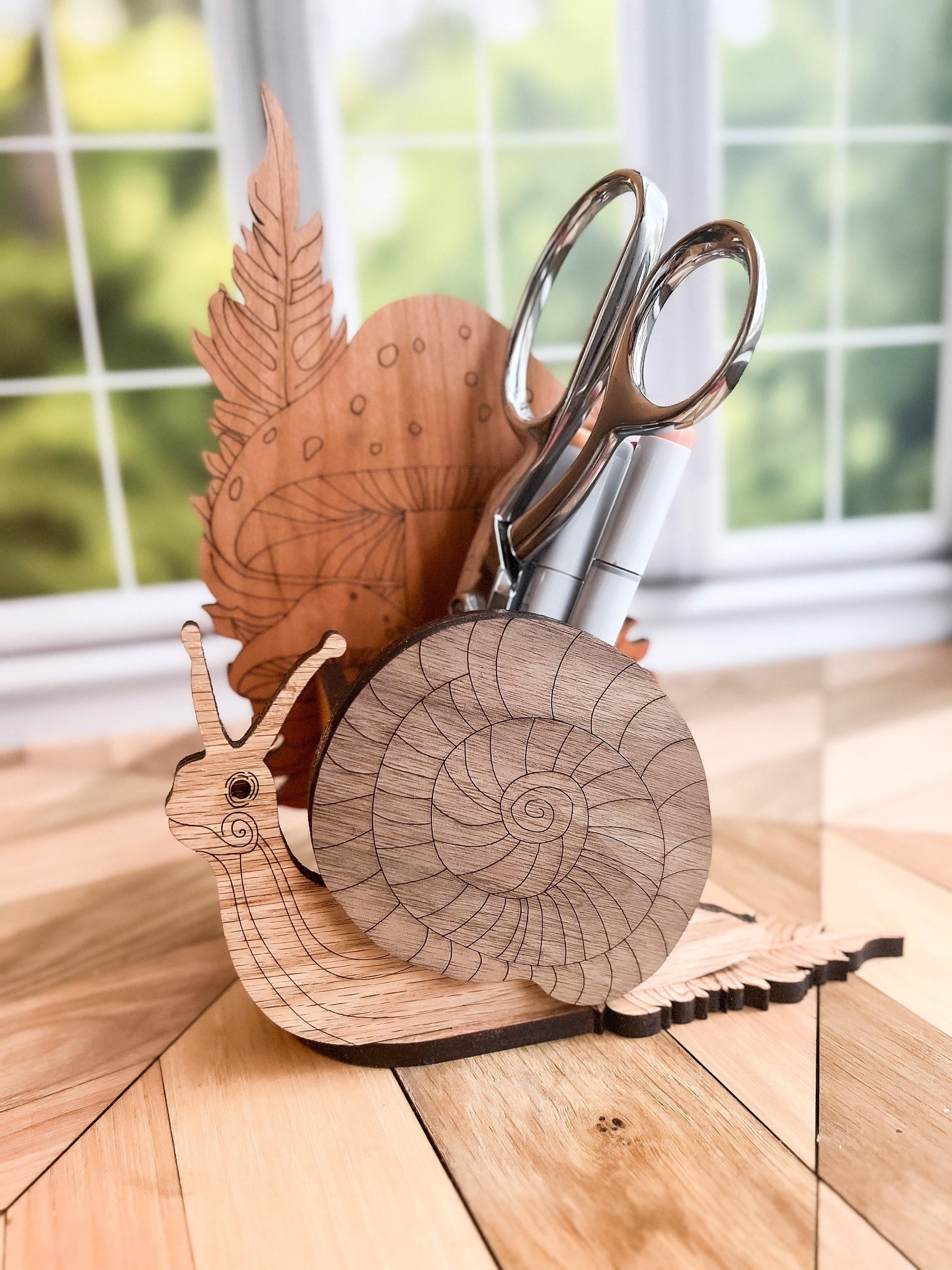 Desk Organizer, Snail and Mushroom Desk or Counter Decor, Pen Holder ...