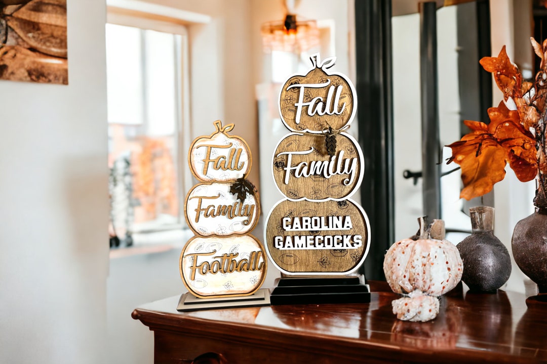 Fall Family Football Wood Pumpkin Decor - College Team Sign - Etsy