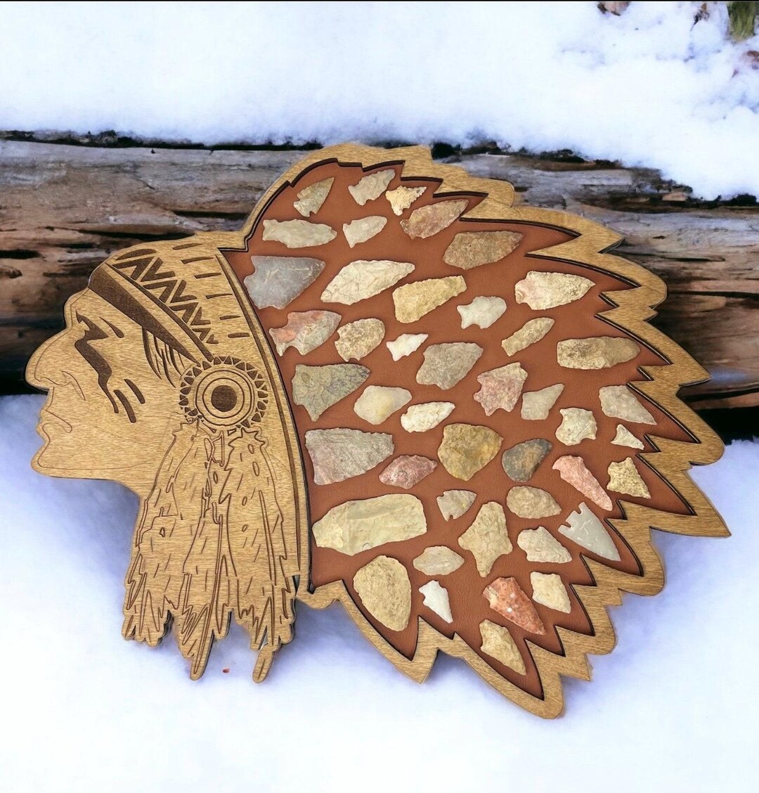 Birch Wood Arrowhead Display Case: Native American Artifact Wall ...