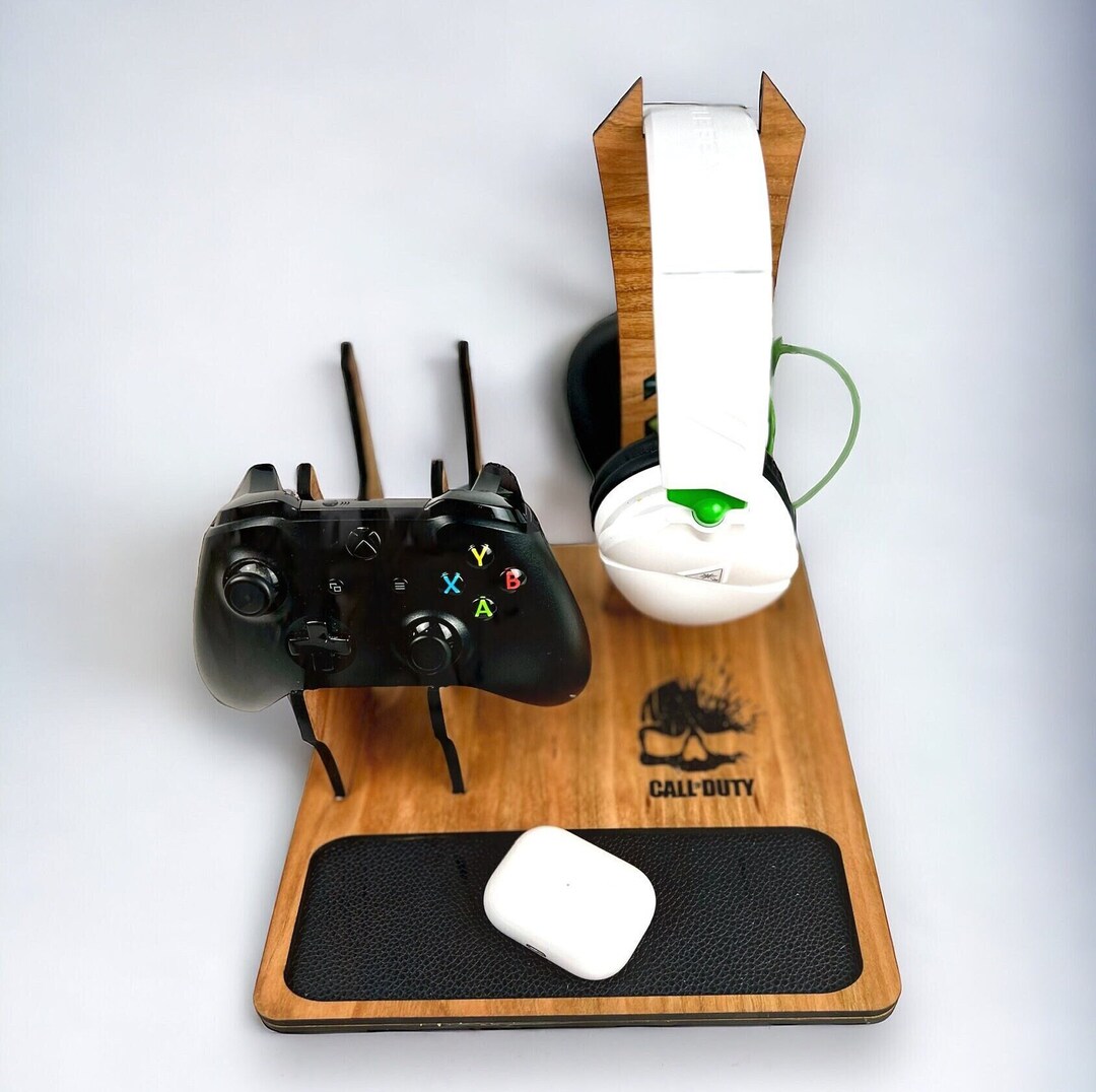 Personalized Wooden Headphone Holder and Controller Stand, Controller ...