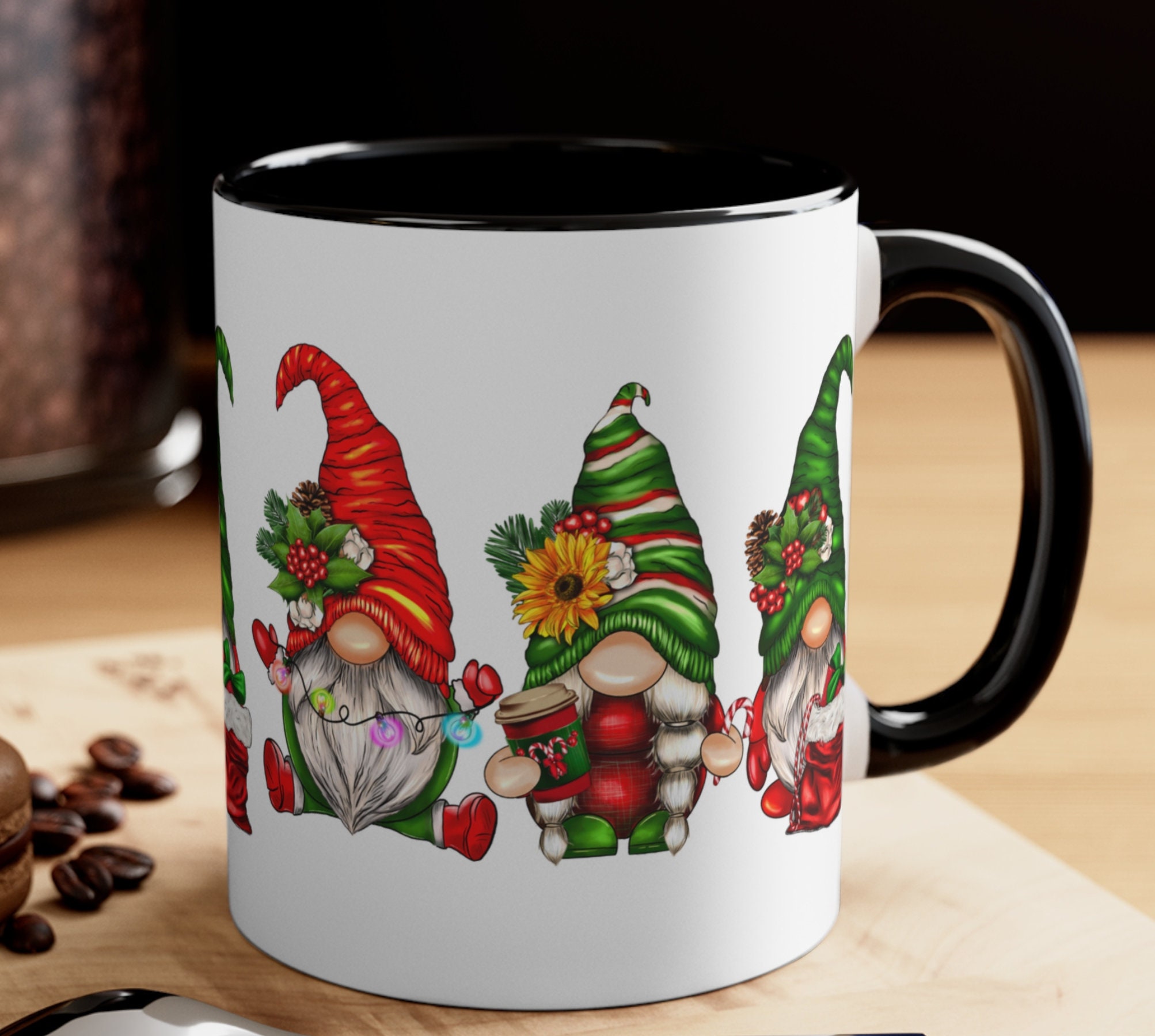 Christmas Gnomes Coffee Mug, Gnomes With Chrismas Lights, Gnome ...