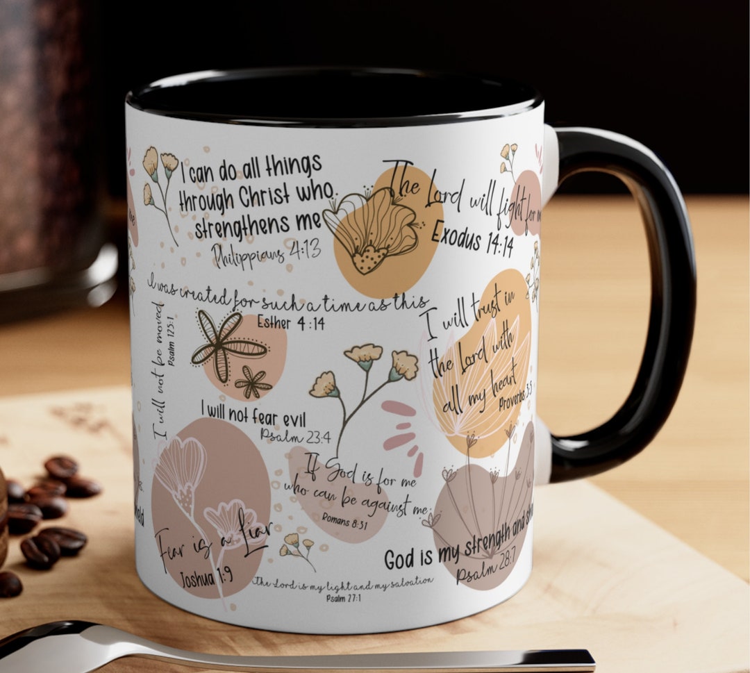 Bible Verses Affirmations Accent Coffee Mug, Christian Gifts ...