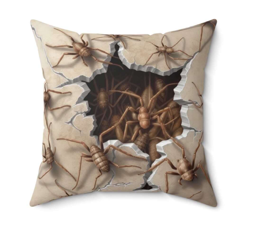3D Creepy Spiders in Hole Square Pillow, Spider Halloween Pillow ...